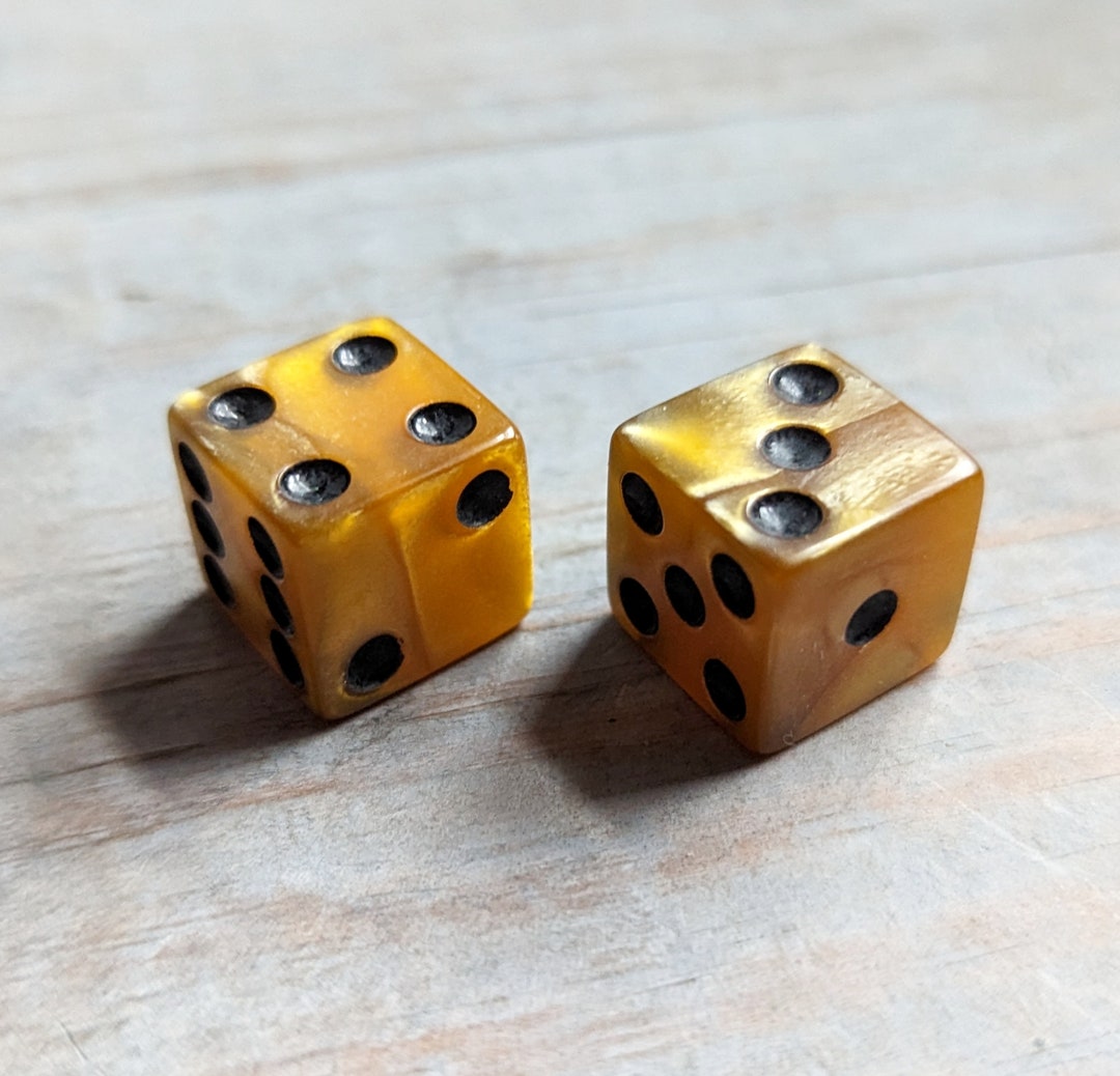 Honey Dice With Black Pips 2 Marbled Swirl Design Standard Size 16mm ...