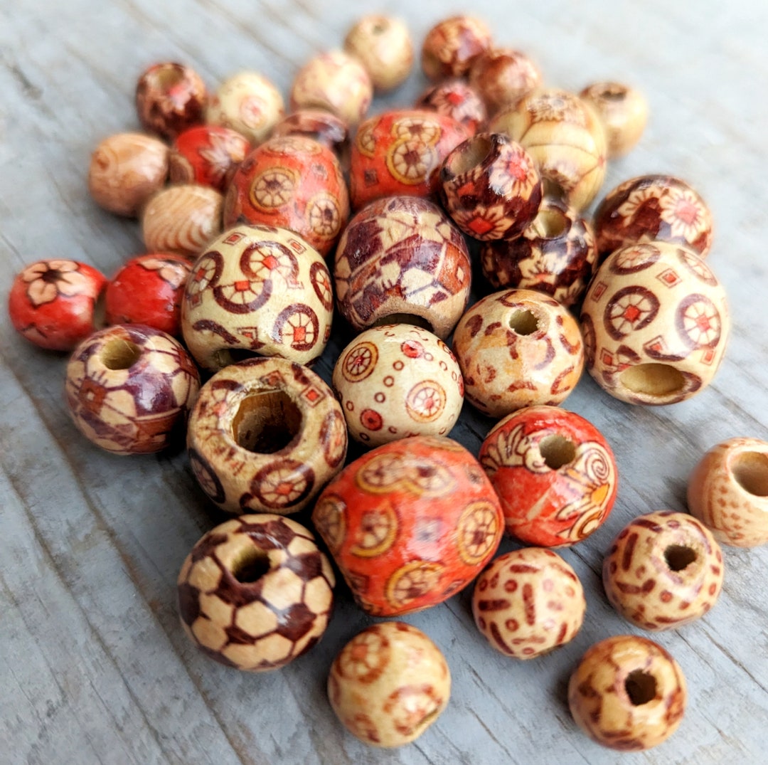 Assorted Wood Beads Painted Macrame Craft Bulk Mix Sizes Lot 50 Pc Set ...