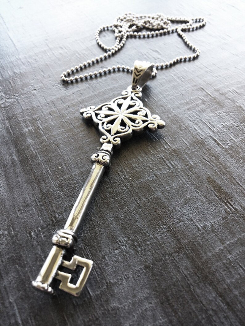 Large Skeleton Key Stainless Steel Necklaces Big Pendant | Etsy