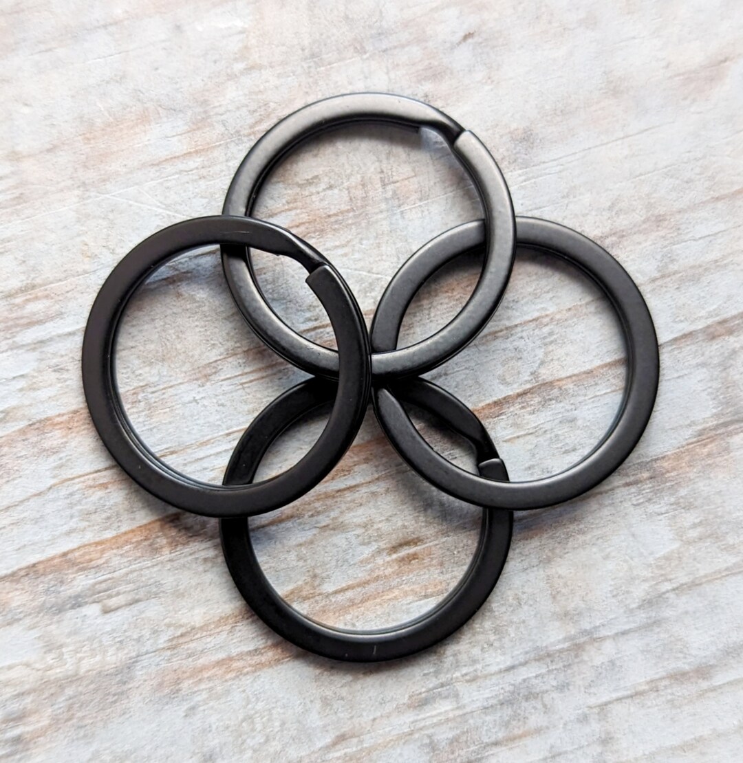 Split Ring 1 Inch Matte Black 4 Key Rings Dark Connectors - Etsy