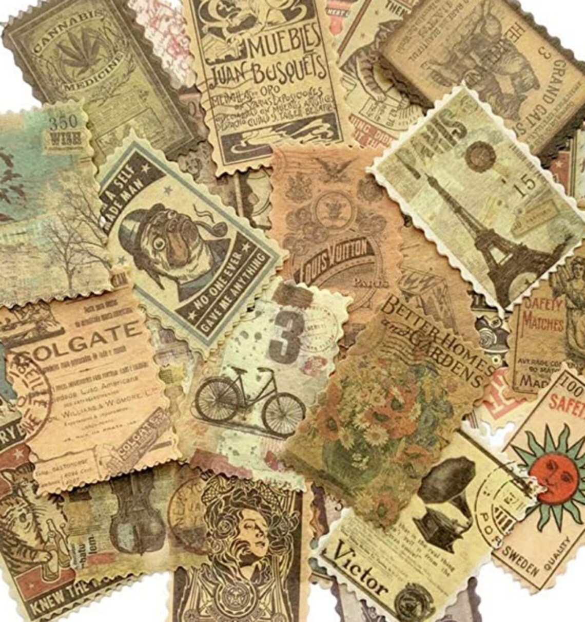 Vintage Stamp Stickers 4 Assorted 2.6 X 1.8 Mixed - Etsy