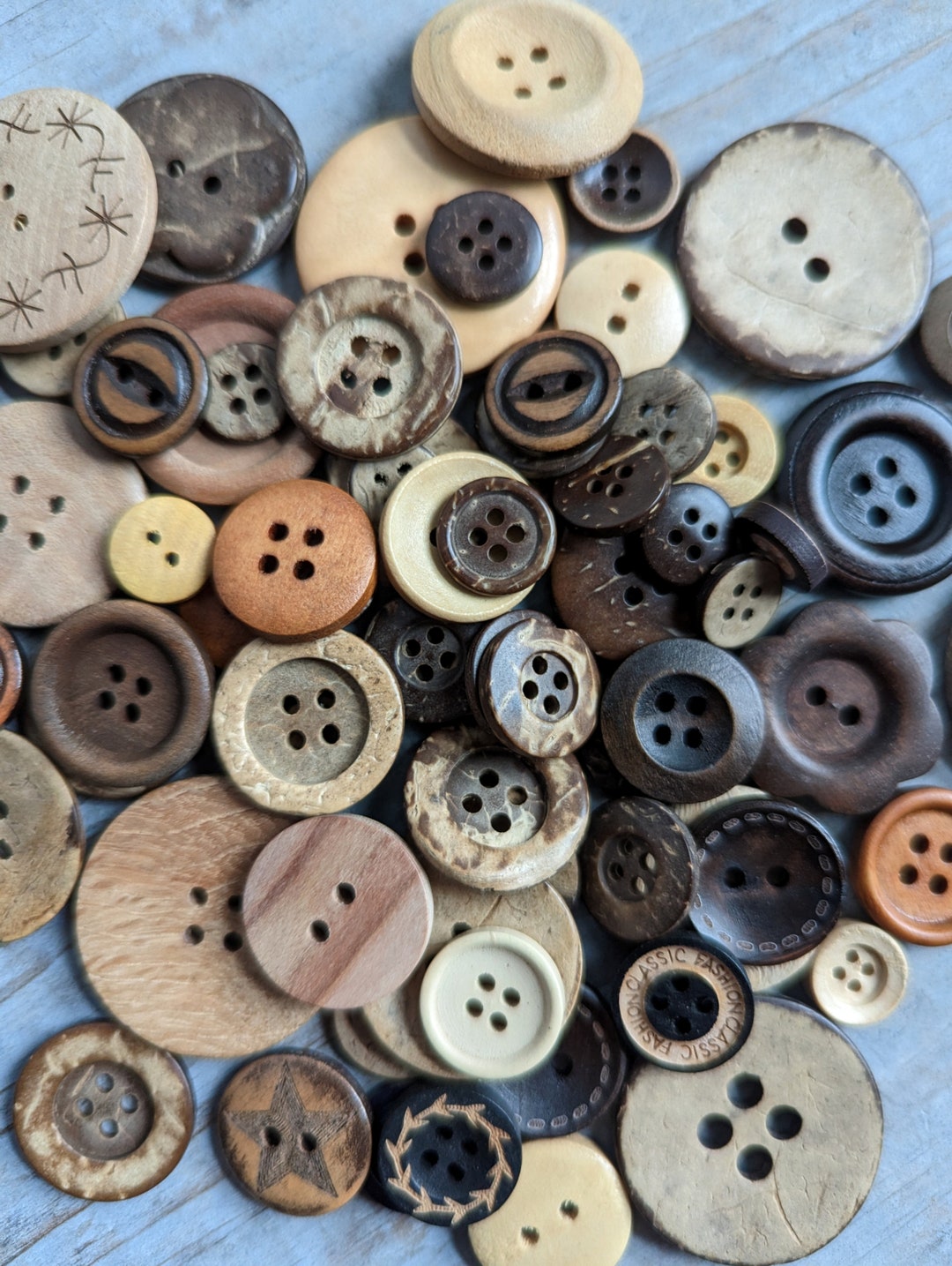 Assorted Wood Buttons Mixed Colors and Sizes Wooden Steampunk Vintage ...