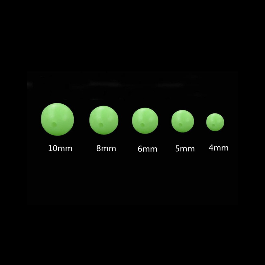 Glow Beads 30 Green Assorted Sizes Glow in the Dark Acrylic Round Craft ...