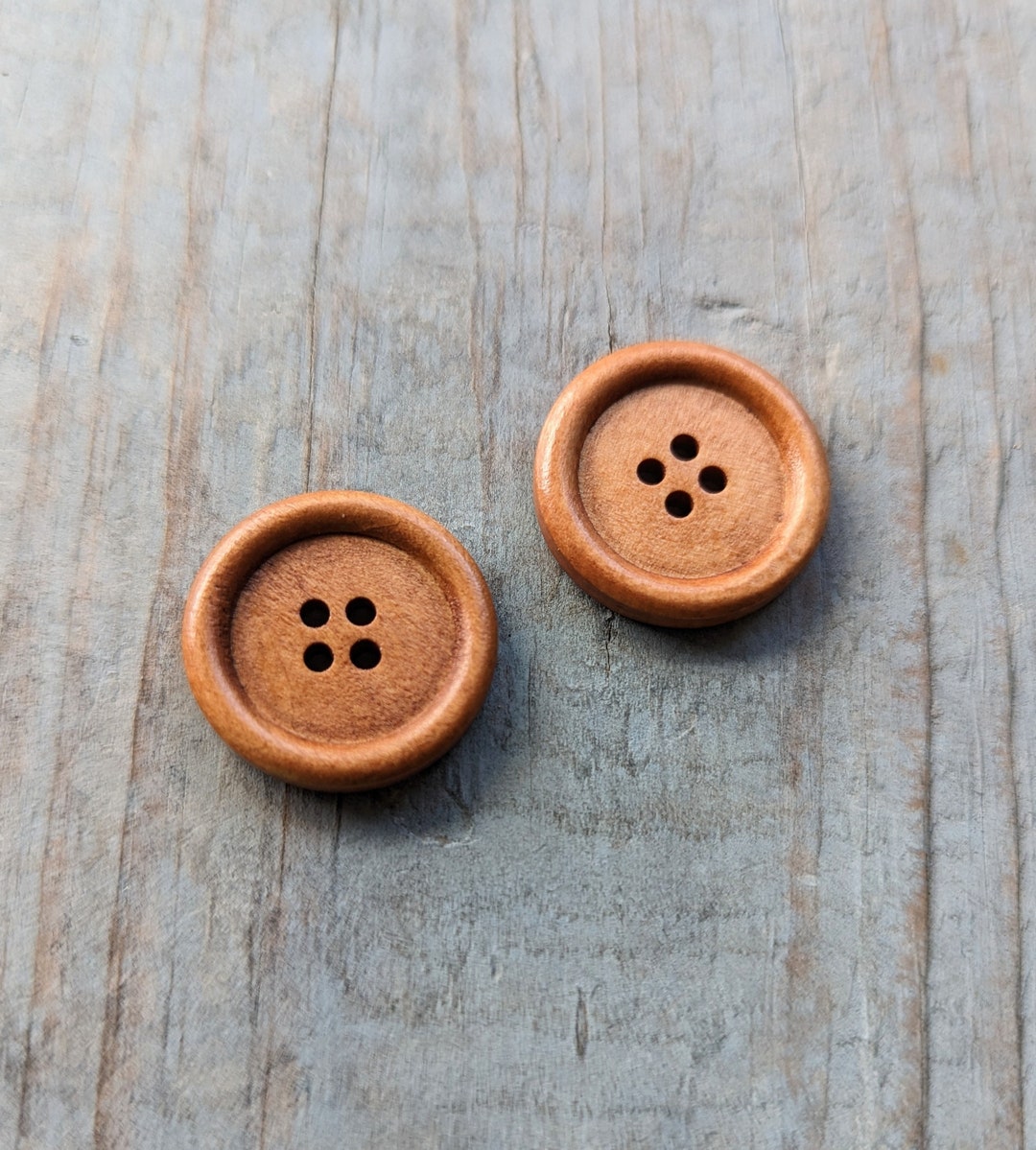 Wood Buttons 2 Wooden 25mm 1 Inch Craft Supply Vintage Look Set - Etsy