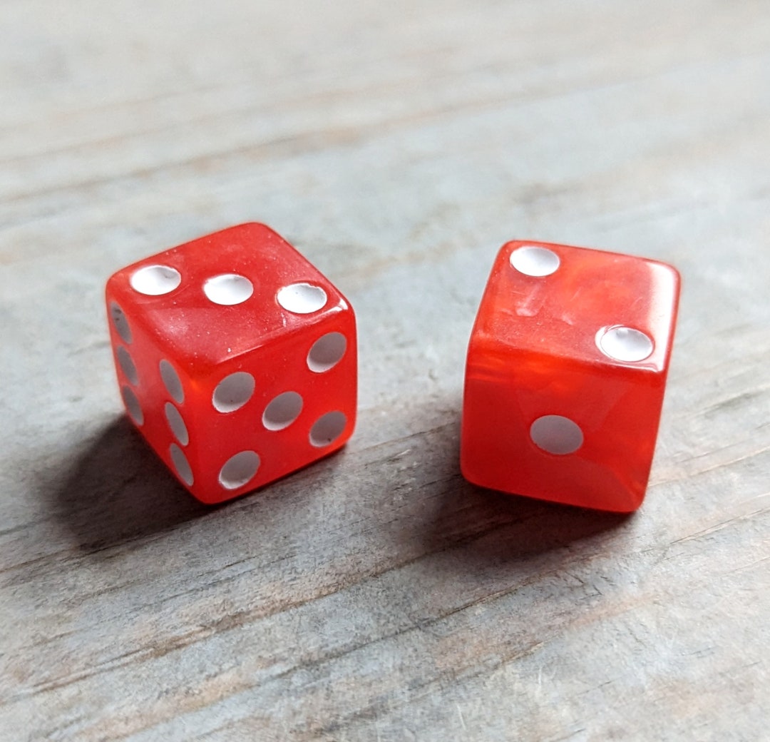 Red Dice With White Pips 2 Marbled Swirl Design Standard Size 16mm ...