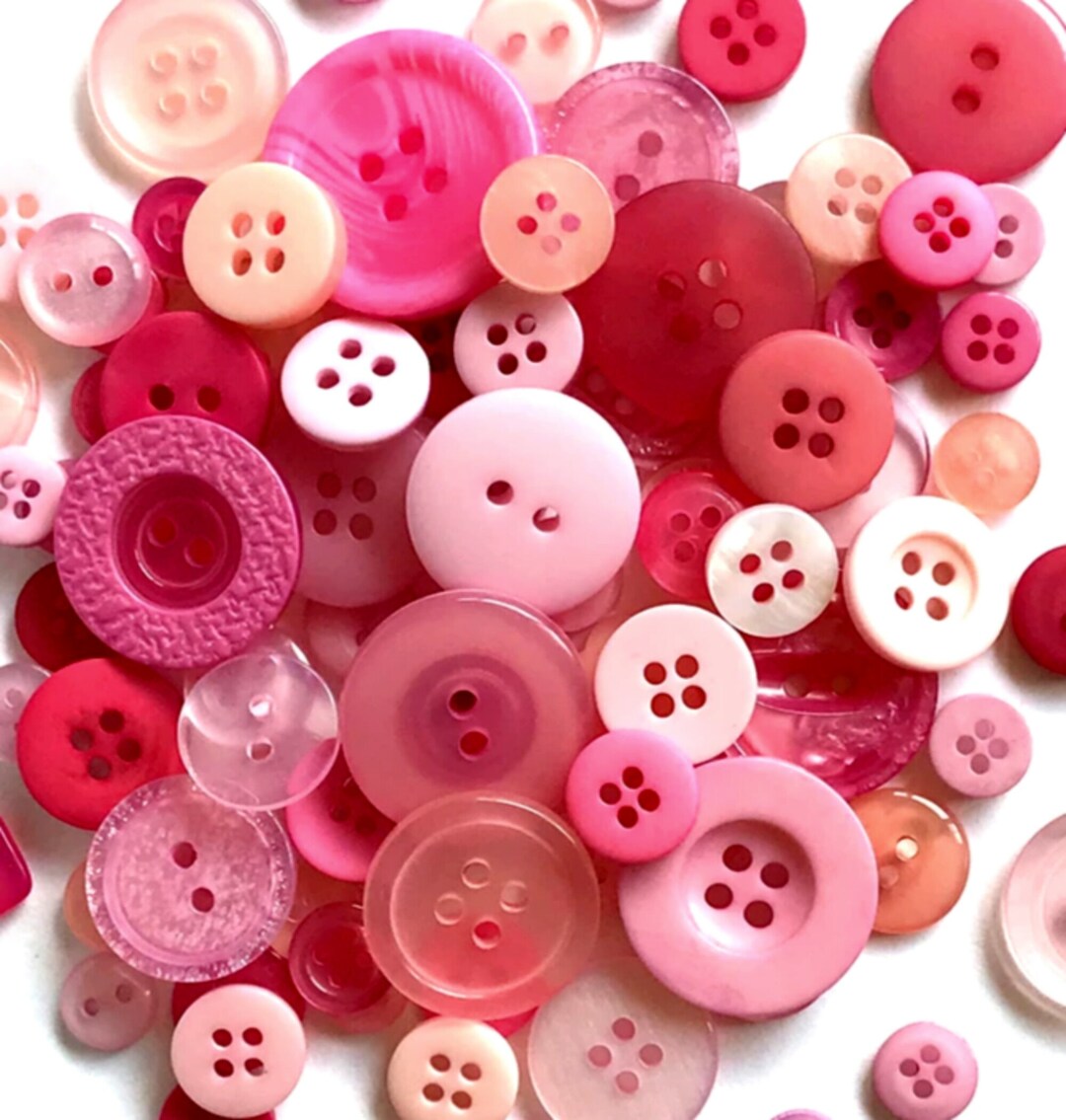 Assorted Buttons Mixed Pink Colors and Sizes Resin Craft Supply Bulk ...