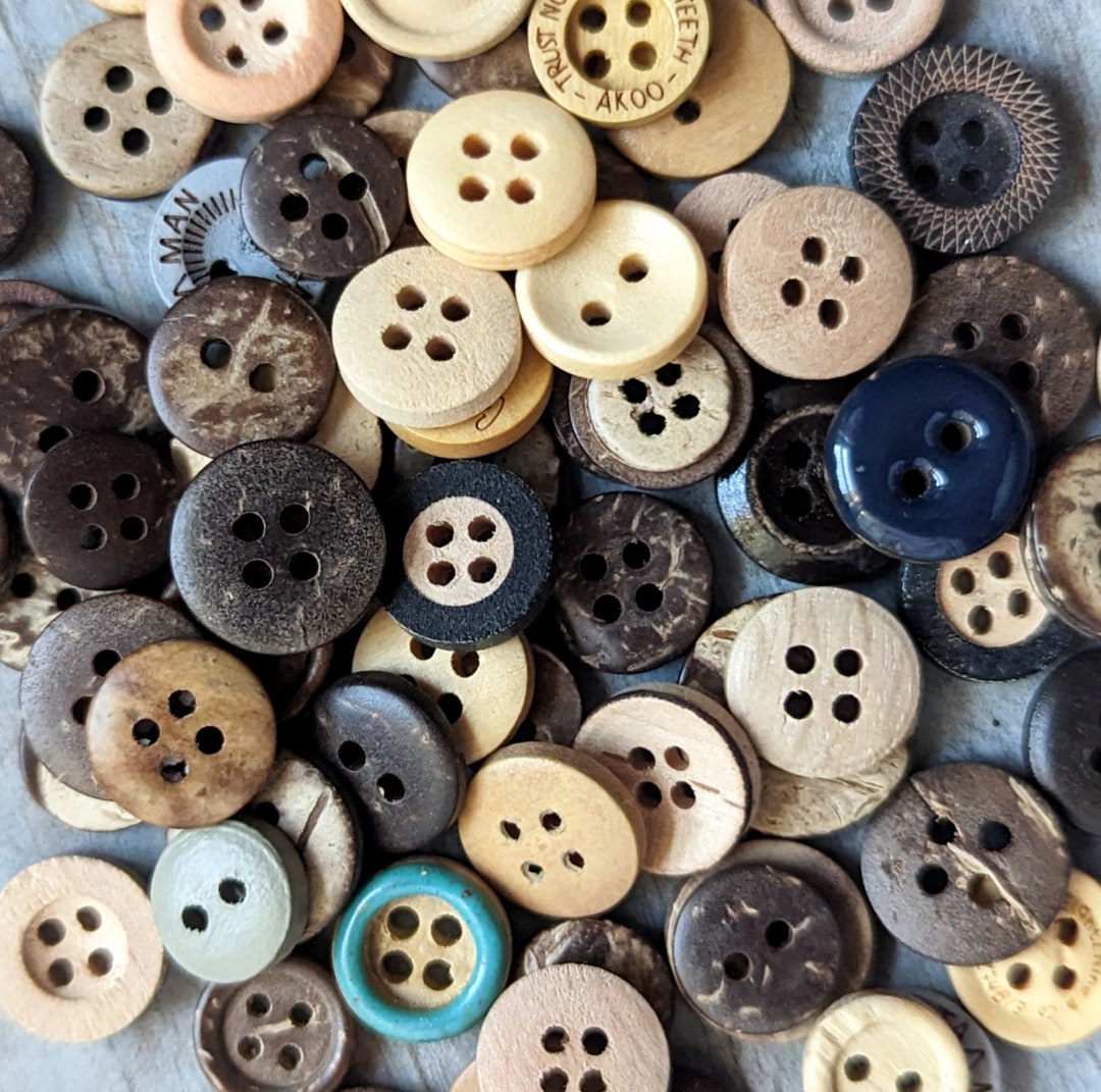 Assorted Small Wood Buttons Mixed Colors Craft Supply Bulk Lot 8mm ...