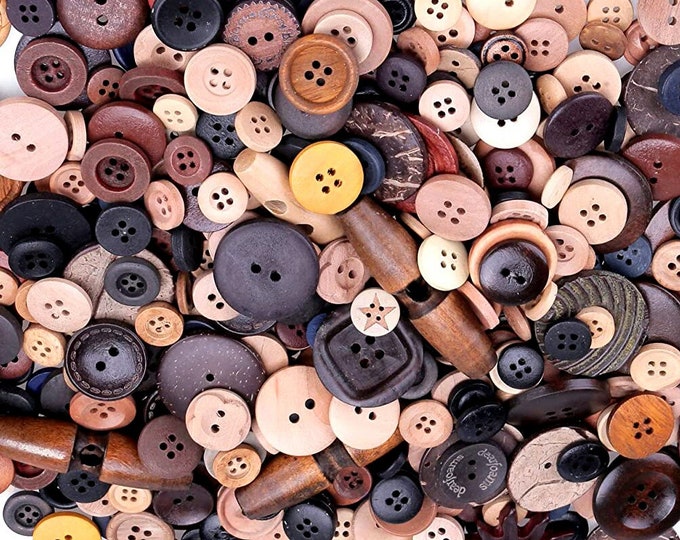 Assorted Wood Buttons Mixed Colors and Sizes Wooden Steampunk | Etsy