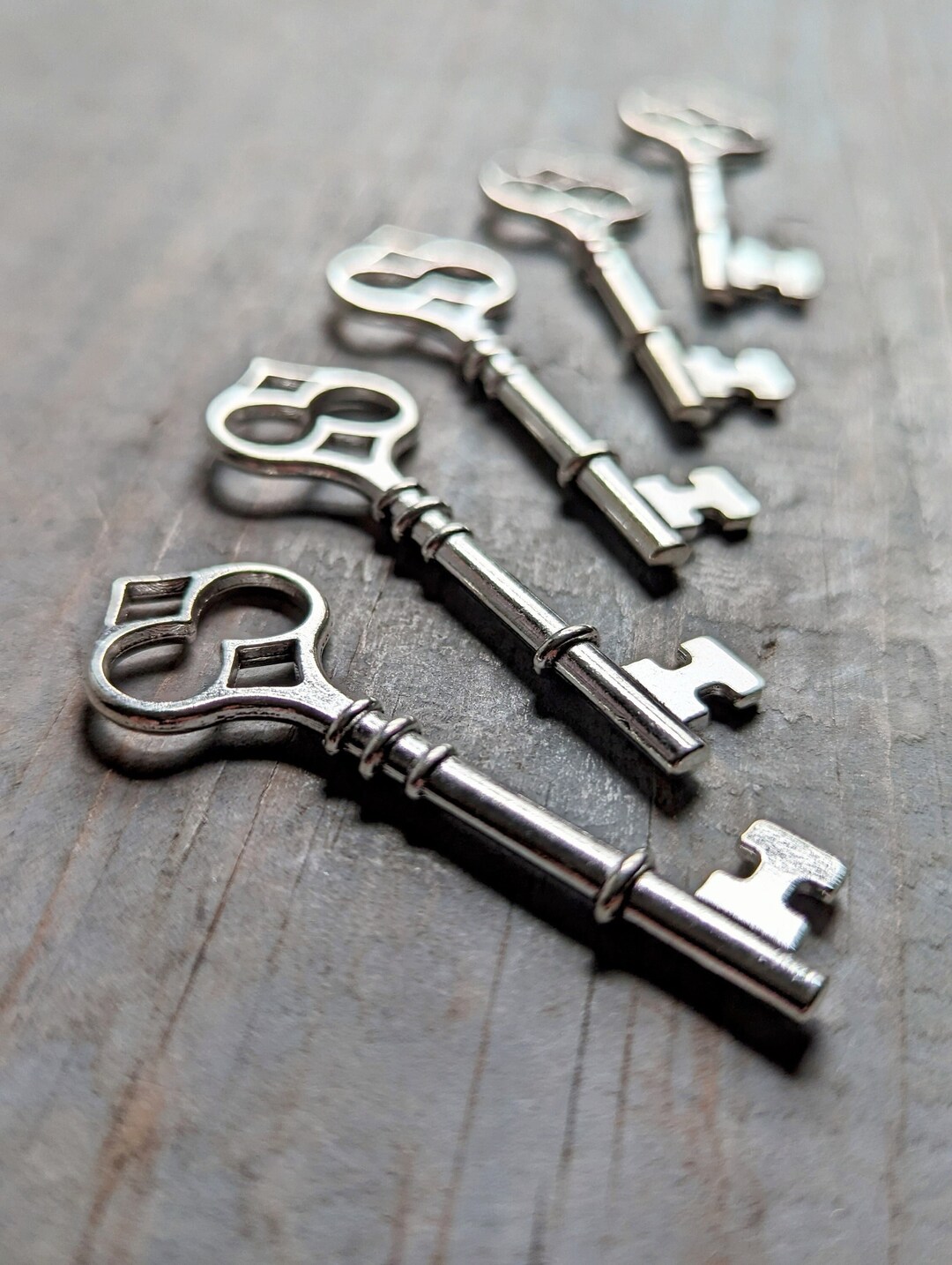Skeleton Keys Bulk 5 Antiqued Silver Steampunk 61mm/2.4" Rustic Vintage ...
