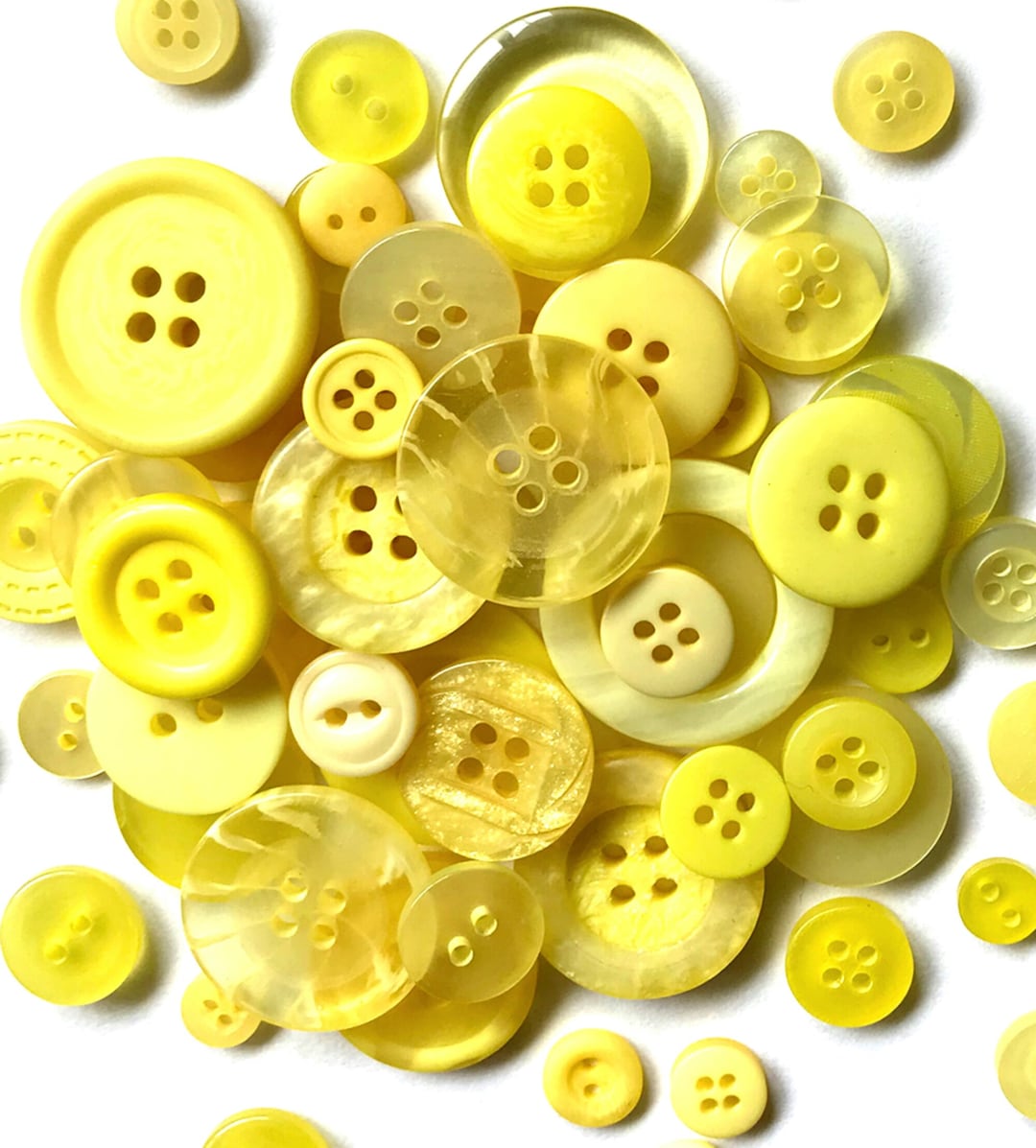 Assorted Buttons Mixed Yellow Colors and Sizes Resin Craft Supply Bulk ...
