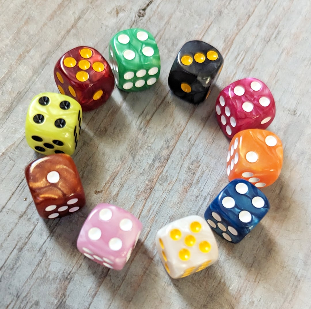 6 Sided Dice D6 Multicolor With Marbled Design 10 Die 10 Assorted ...