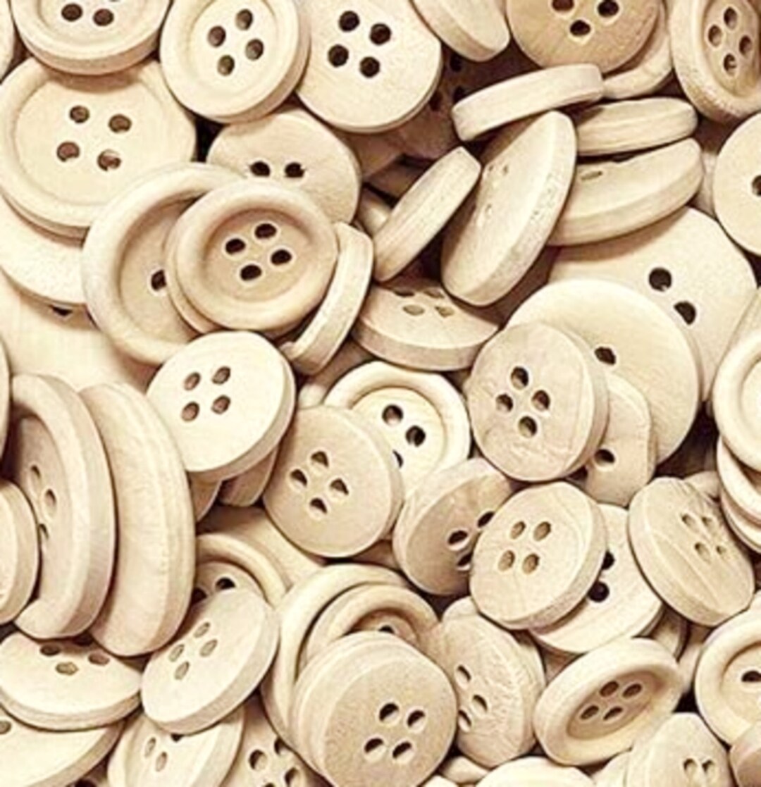 6 Buttons Natural Wood Assorted Sizes 25,20,15mm Unfinished Wooden ...