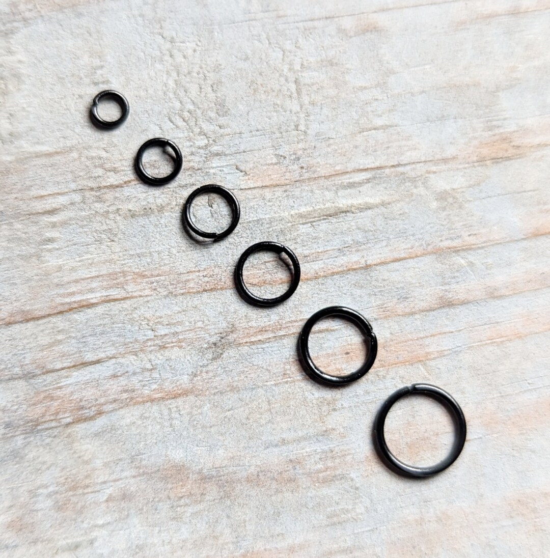 Jump Rings Black 6 Stainless Steel Connectors 4-10mm Saw Cut Jewelry ...