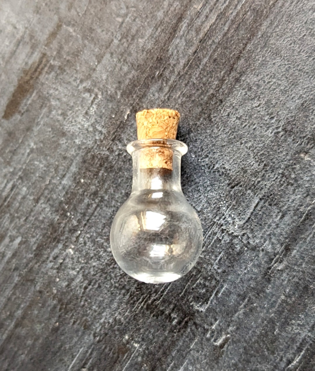 1 Glass Cork Bottle Clear Round Sphere Shape Small Container Jar ...