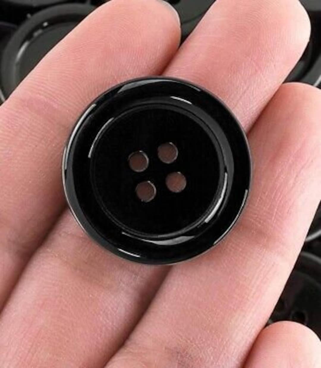 Black Buttons 10 Large 1 Inch 27mm Resin 4 Holes 10 Pcs Bulk Lot Set - Etsy