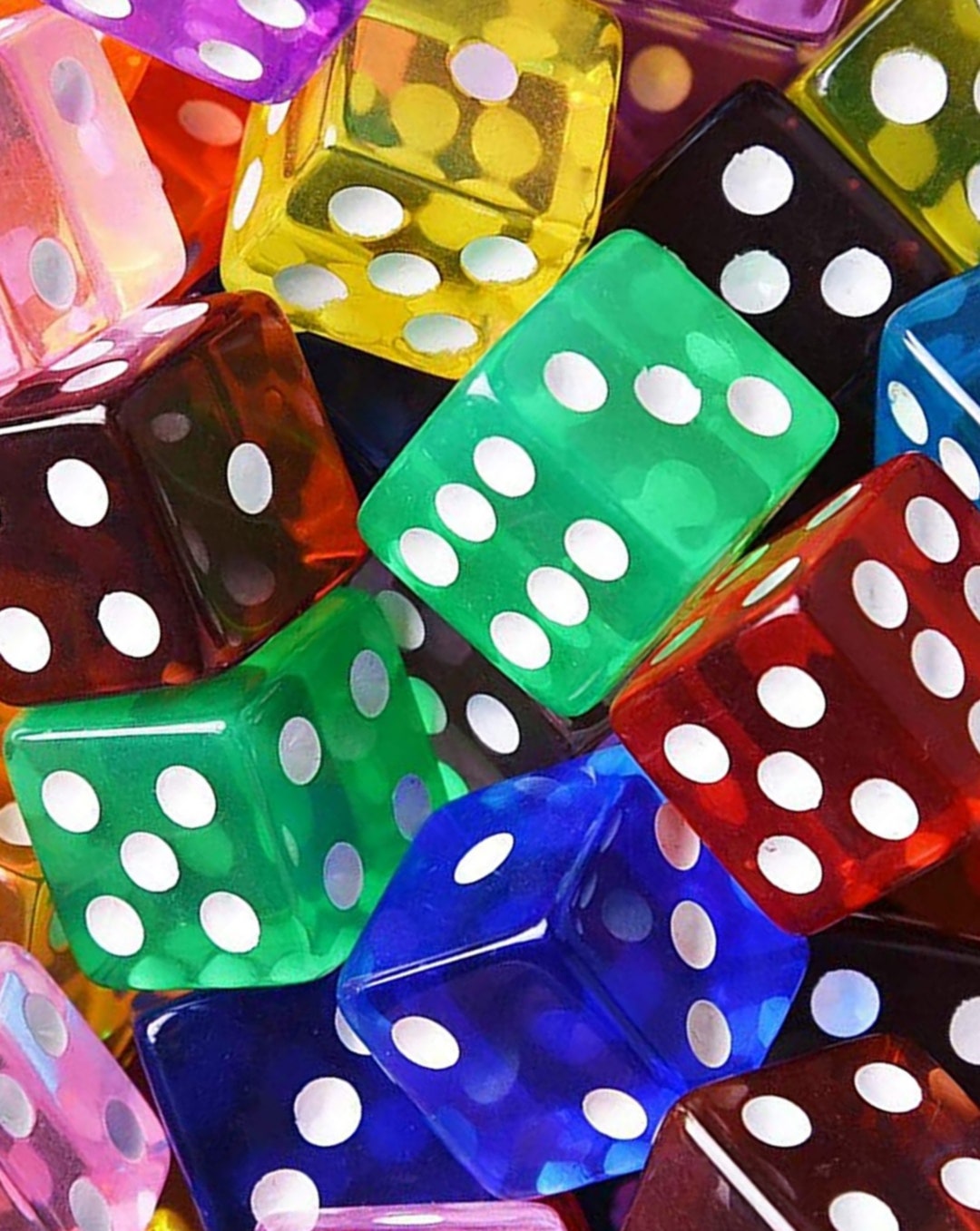 Multicolor Dice With White Pips 6 Die 6 Different Assorted Colors 16mm ...