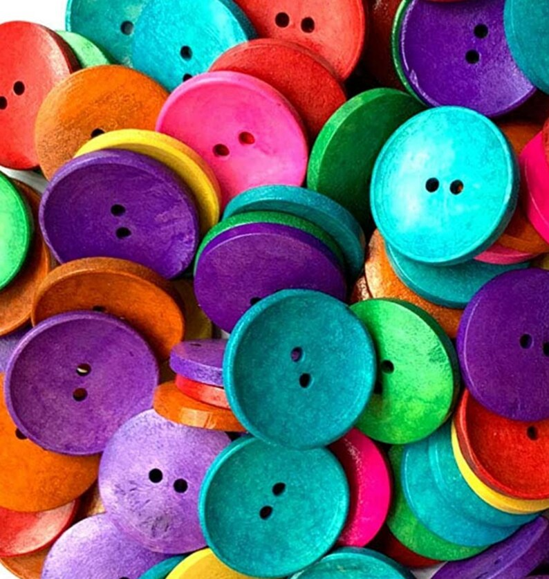Assorted Wood Buttons Mixed Colors Wooden Craft 30mm/1.2 - Etsy