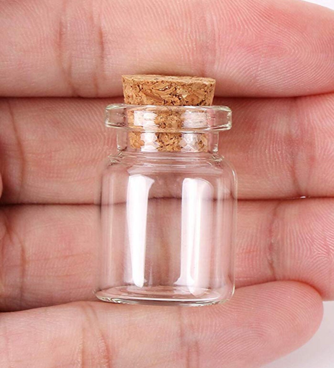 Glass Bottle Clear Small Container Jar Wishing Cylinder With Cork 1.2 ...
