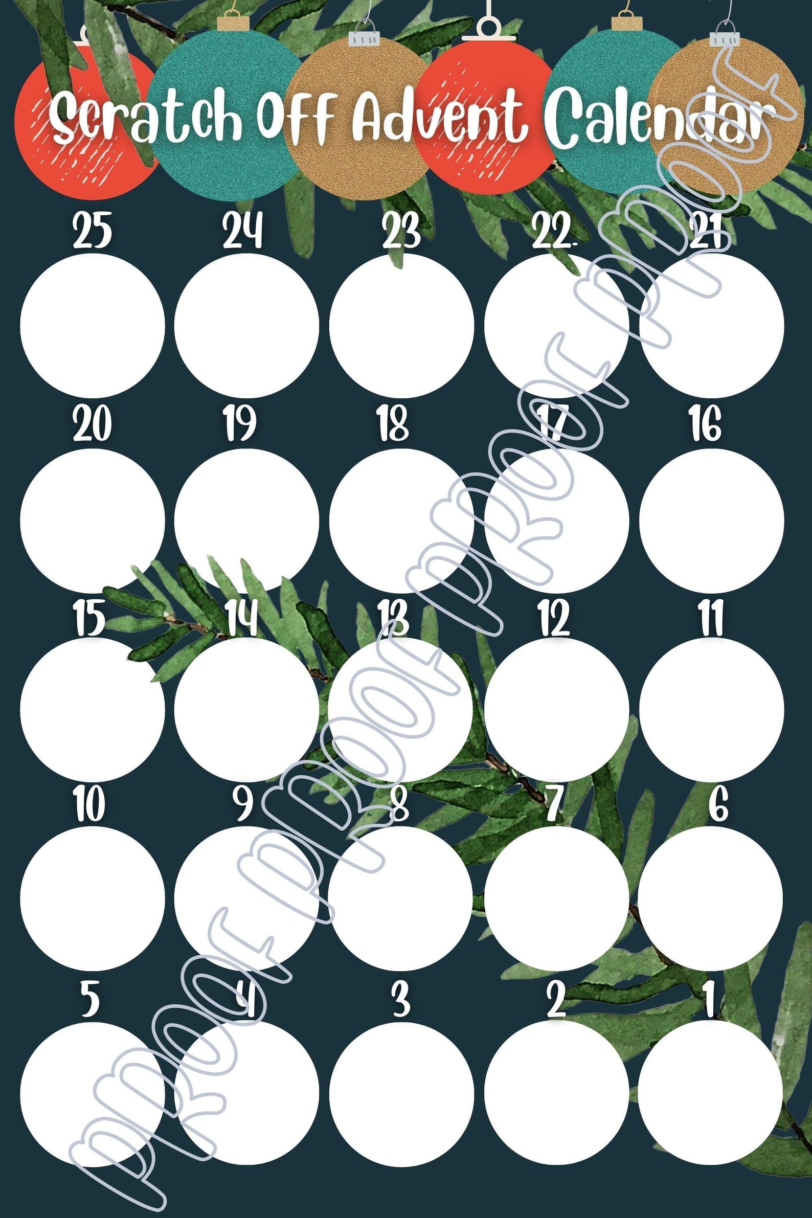 Digital Download Advent Calendar DIY Advent Calendar Scratch - Etsy