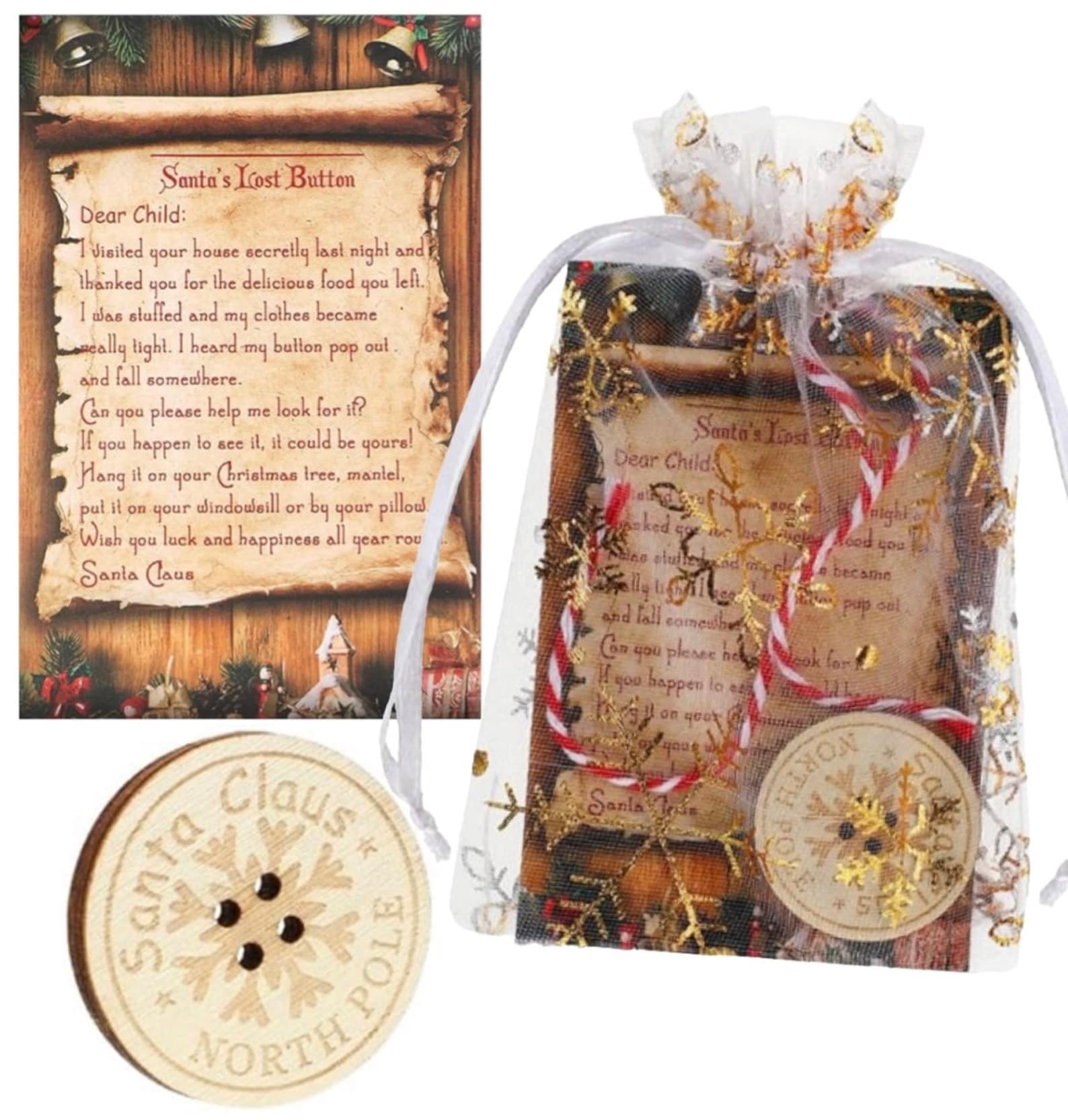 Santa's Lost Button Kit, Christmas Tradition, Santa Claus Button, Cute ...