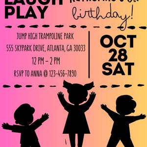Editable Jump Birthday Party Invitation Jump Bounce House Inflatables ...