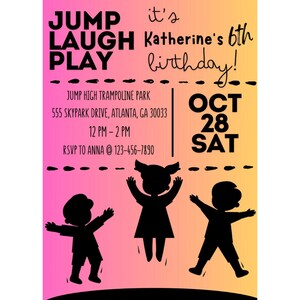 Editable Jump Birthday Party Invitation Jump Bounce House Inflatables ...