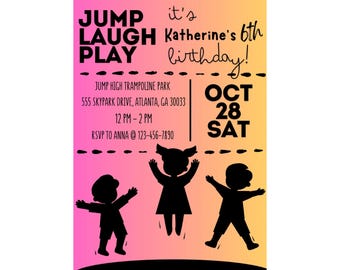 Editable Jump Birthday Party Invitation Jump Bounce House Inflatables ...