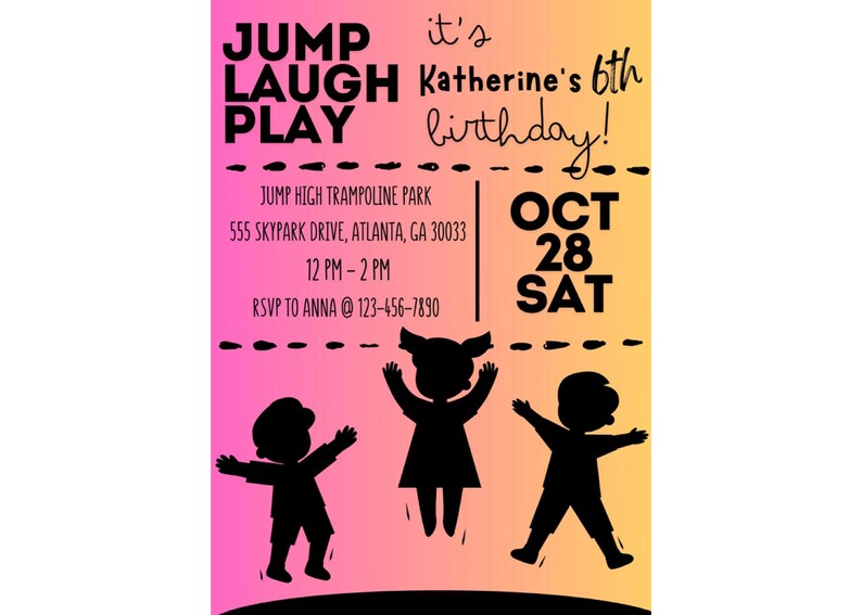 Editable Jump Birthday Party Invitation Jump Bounce House Inflatables ...