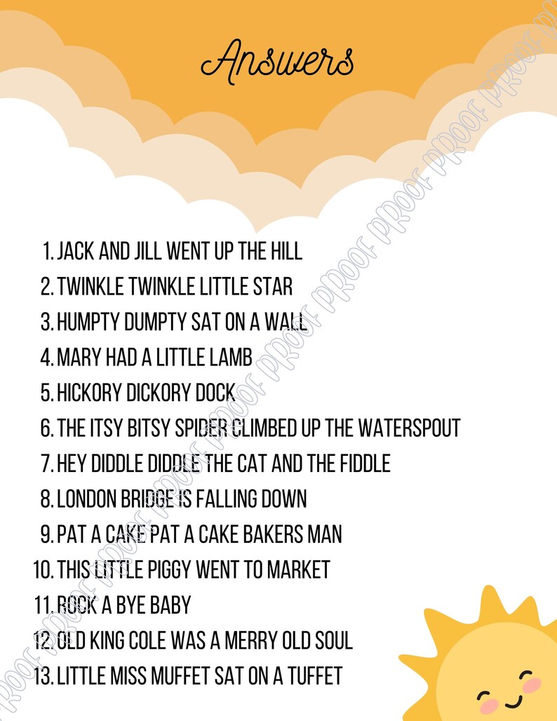 Instant Download Nursery Rhyme Scramble Game - Baby Shower Nursery ...