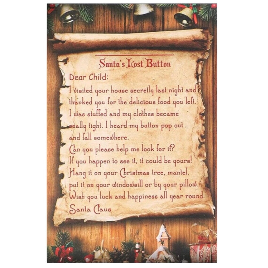 Santa's Lost Button Kit, Christmas Tradition, Santa Claus Button, Cute ...