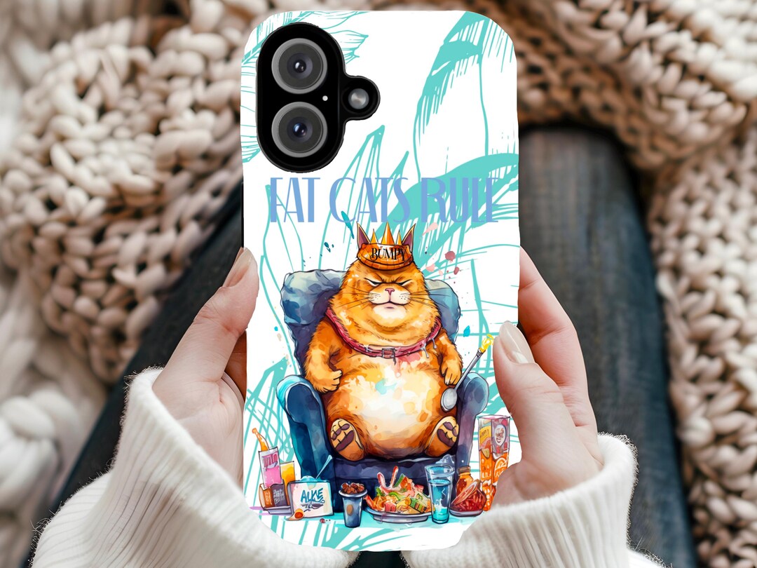 Cute Fat Cat Bumpy is King of Snacks Tough iPhone Case, Funny Fat Cat ...