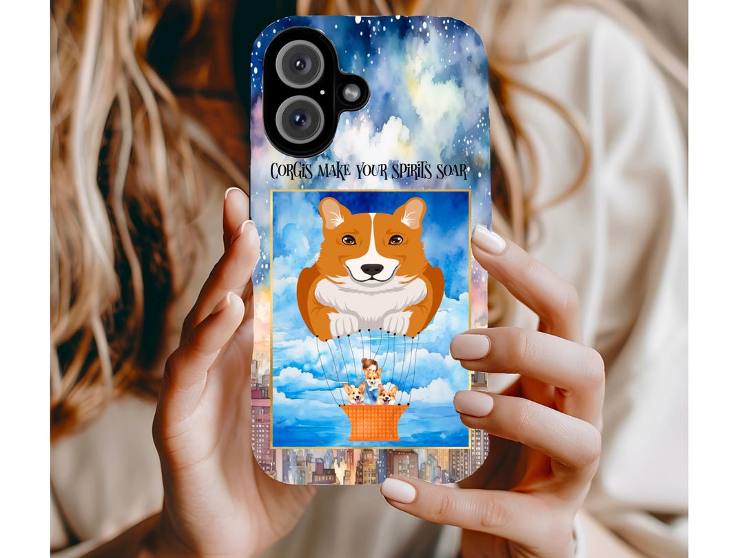 Corgis Take a Hot Air Balloon Ride Tough iPhone Case, Corgi Mom Cell ...