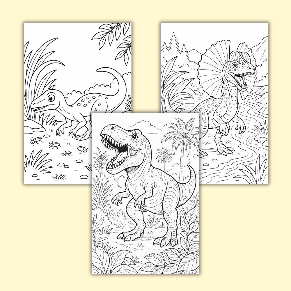 30 Dinosaur Coloring Pages for Kids – Printable Prehistoric Activity ...