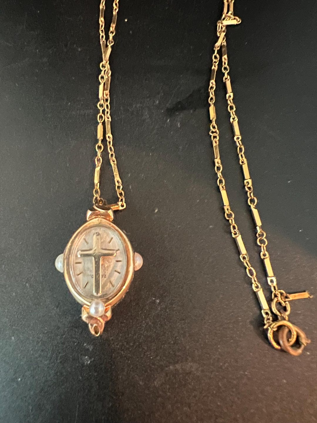 Repurposed Gold Tone Watch Cross Religious Necklace - Etsy