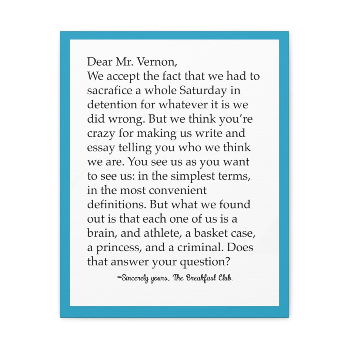 The Breakfast Club the Breakfast Club Wall Art the Breakfast - Etsy