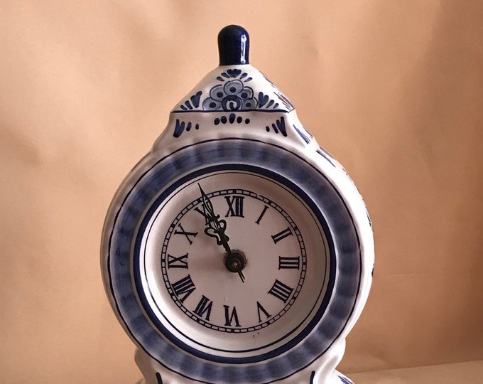 Delft Blue Waist Mantle Clock With Windmill and Flowers Handpainted - Etsy