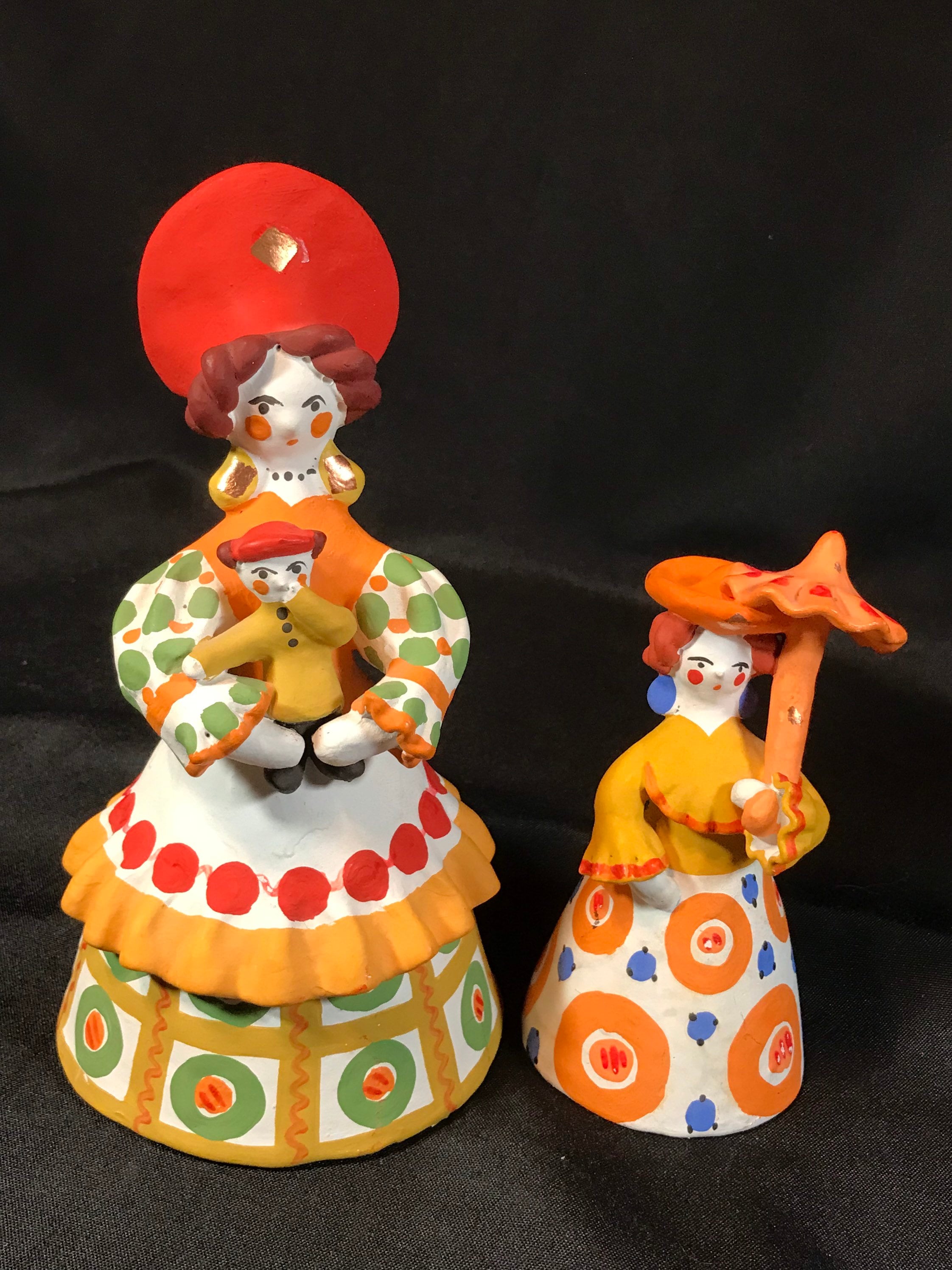 Pair of Russian Folk Dymkovo Clay Folk Art Dolls - Etsy