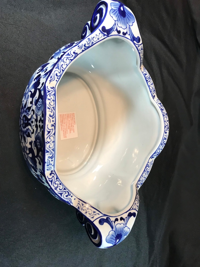 Vintage Blue and White Chinoiserie Cache Pot or Jardiniere, Large - Etsy