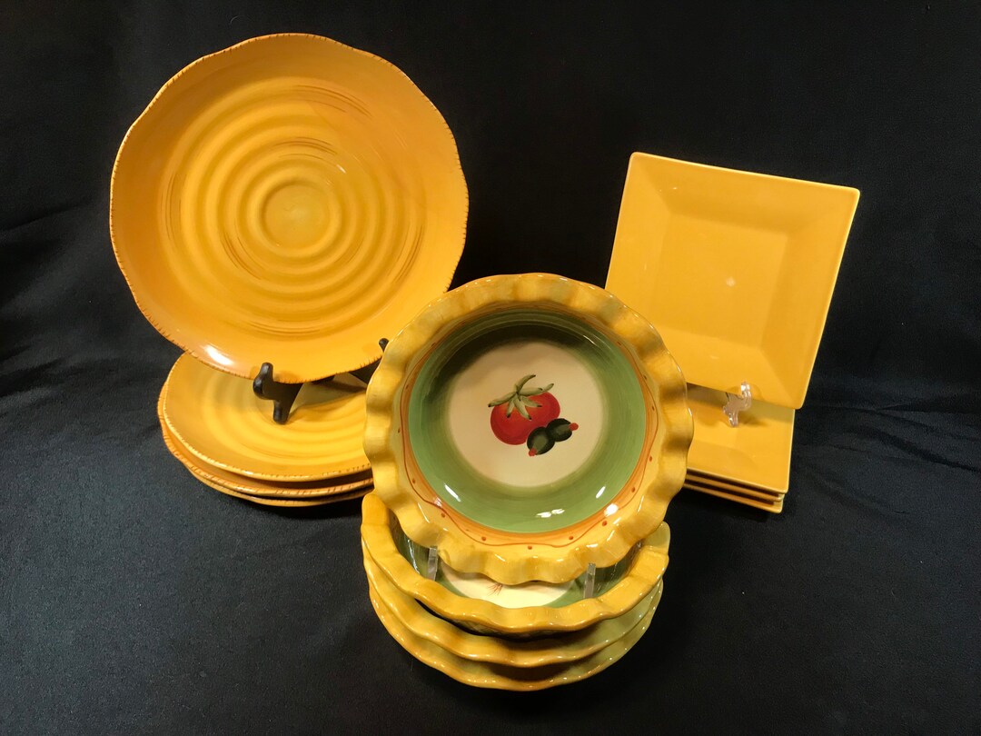 Tabletop Gallery Yellow Pottery 12 Piece Luncheon Set - Etsy