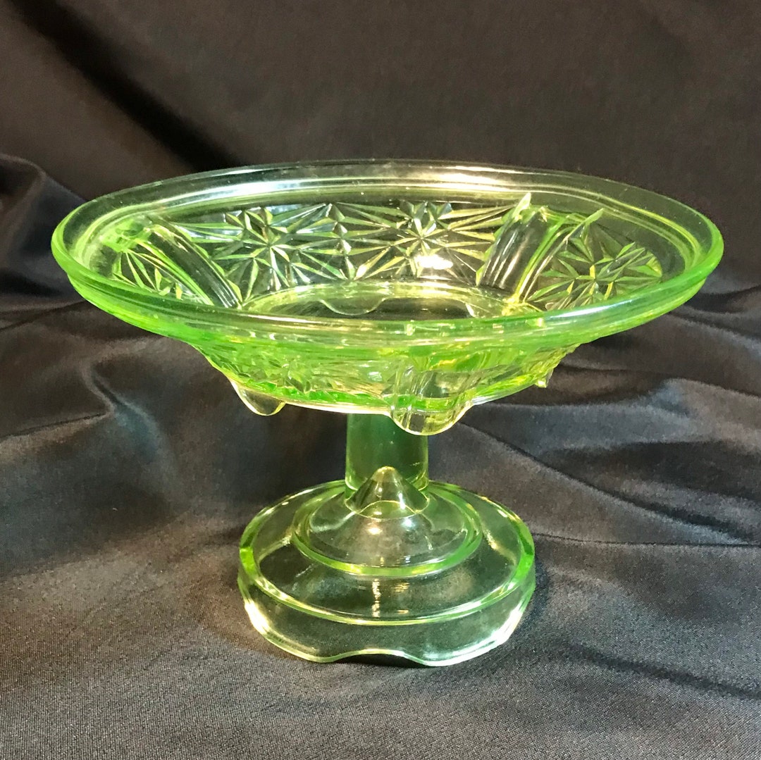 Uranium Glass Footed Compote/candy Dish 1910-1930 - Etsy