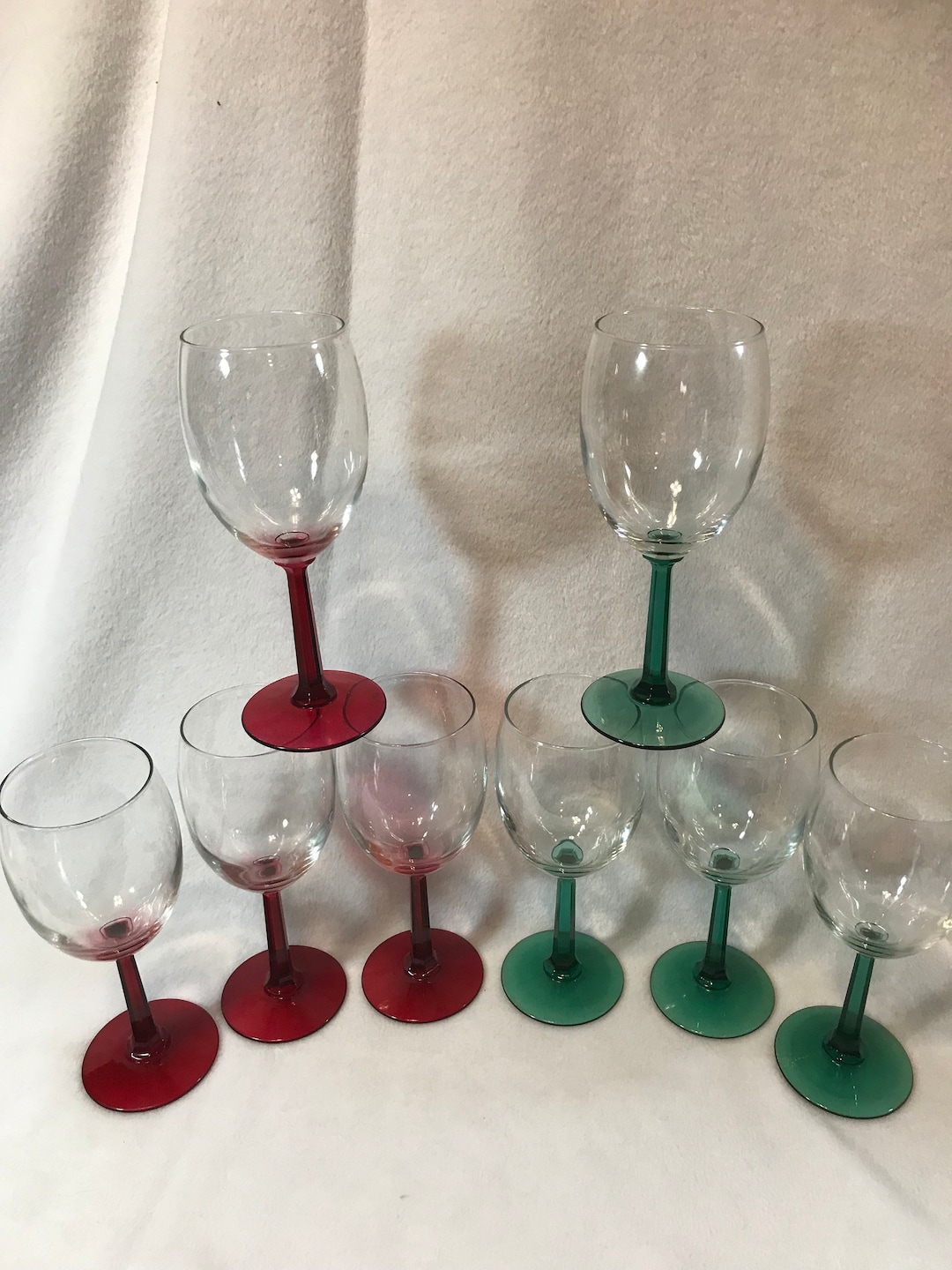 Vintage Libbey Wine Glasses, Double Set, 4 Ruby Red, 4 Emerald Green - Etsy