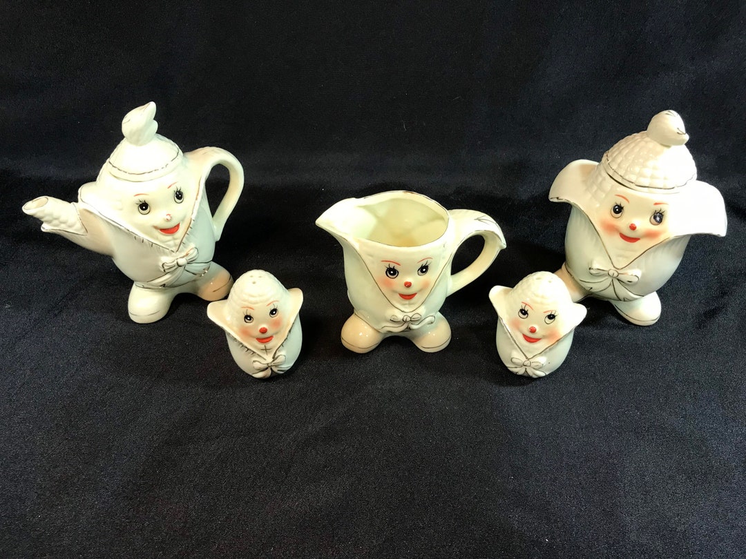 Vintage Lefton Corn Cob Full Tea Set Including Salt / Pepper - Etsy