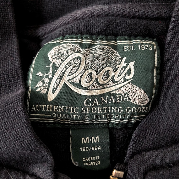 Vintage Roots Canada Black and White Striped Quarter Zip Vintage Roots Canada Black and White Striped Quarter Zip