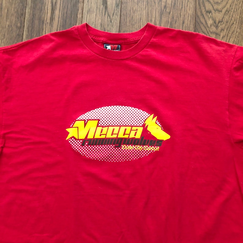 Vintage 90s Mecca USA Red and Yellow Graphic T Shirt Made in - Etsy
