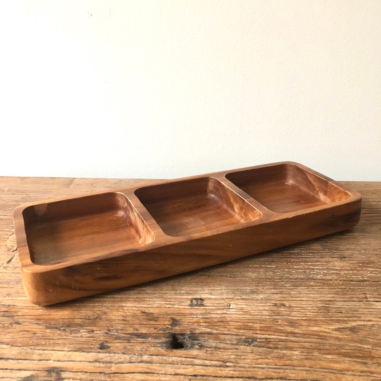 Vintage Midcentury Wood 3-section Serving Dish / Small Object - Etsy UK