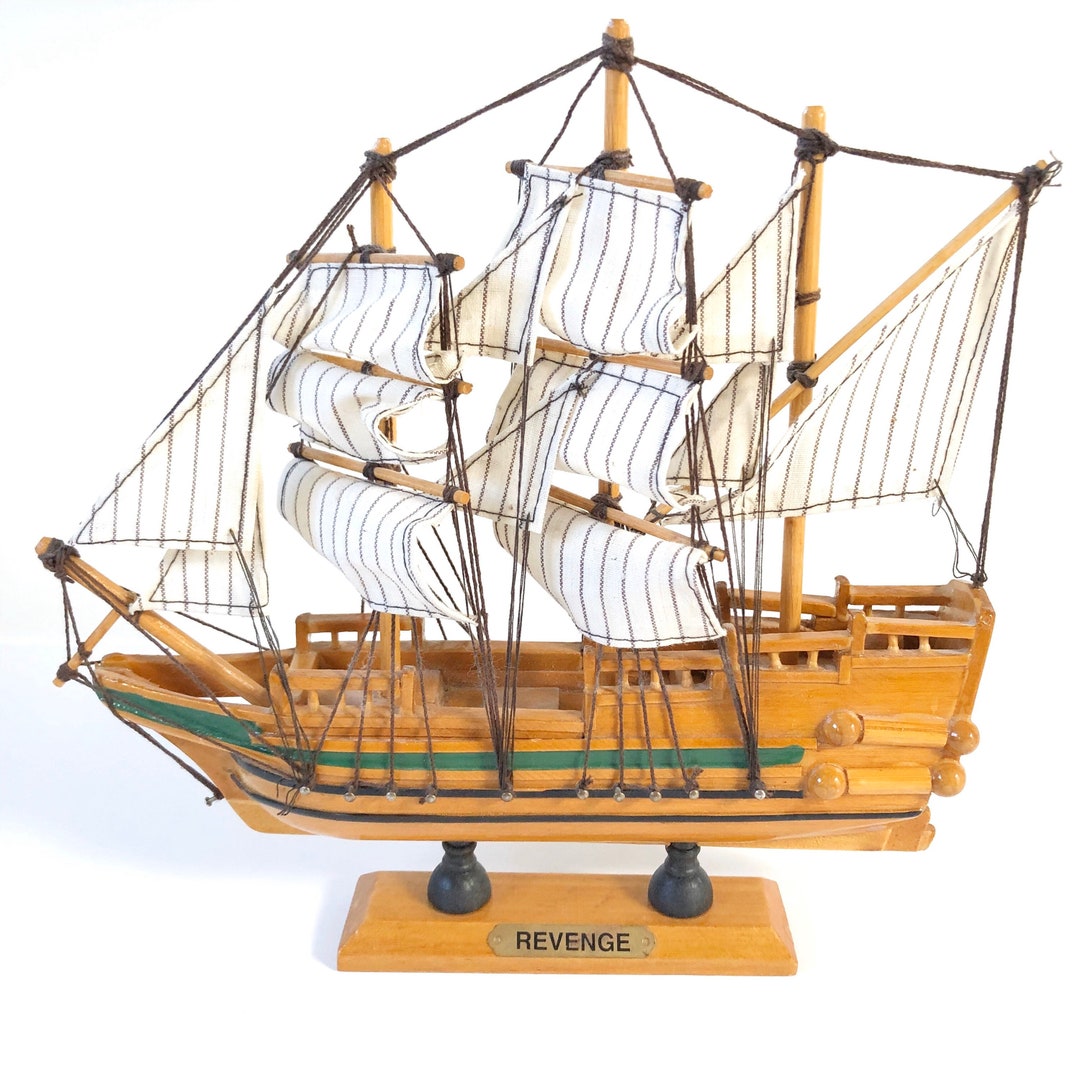 Vintage Wooden Model Sailboat, the revenge, Miniature Boat - Etsy