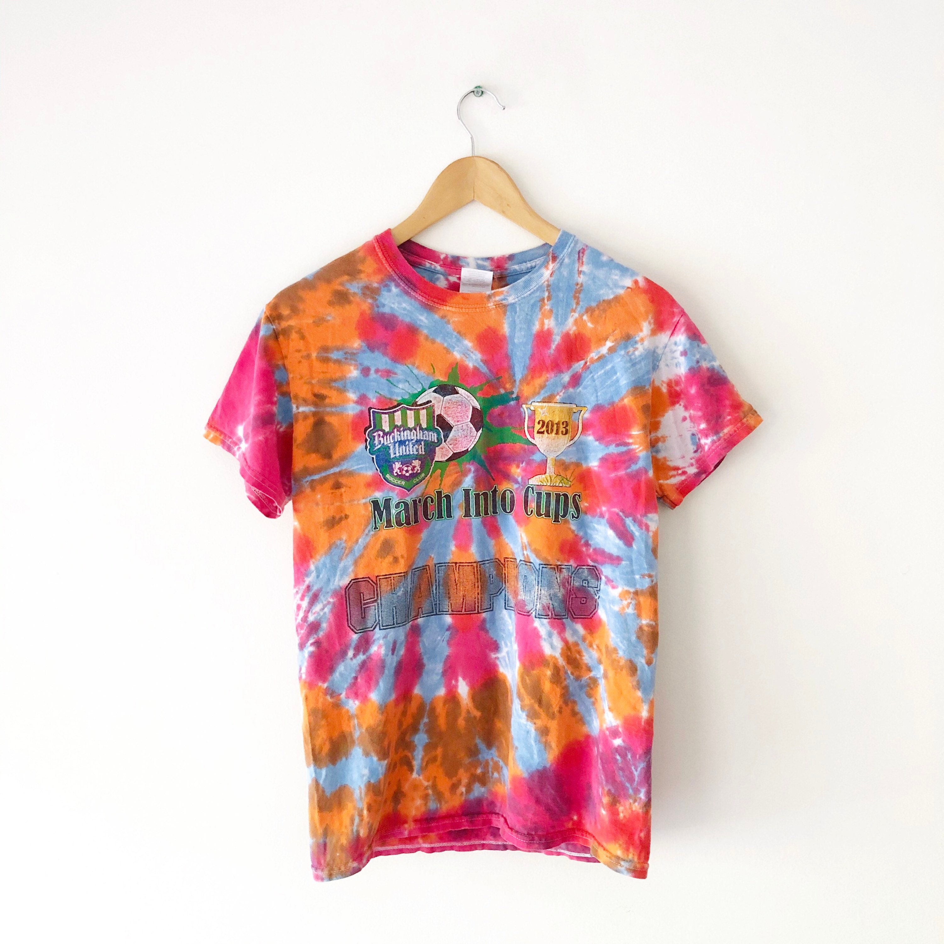 Hand-Dyed Soccer Club Tie Dye Graphic T-Shirt 100% Cotton | Etsy