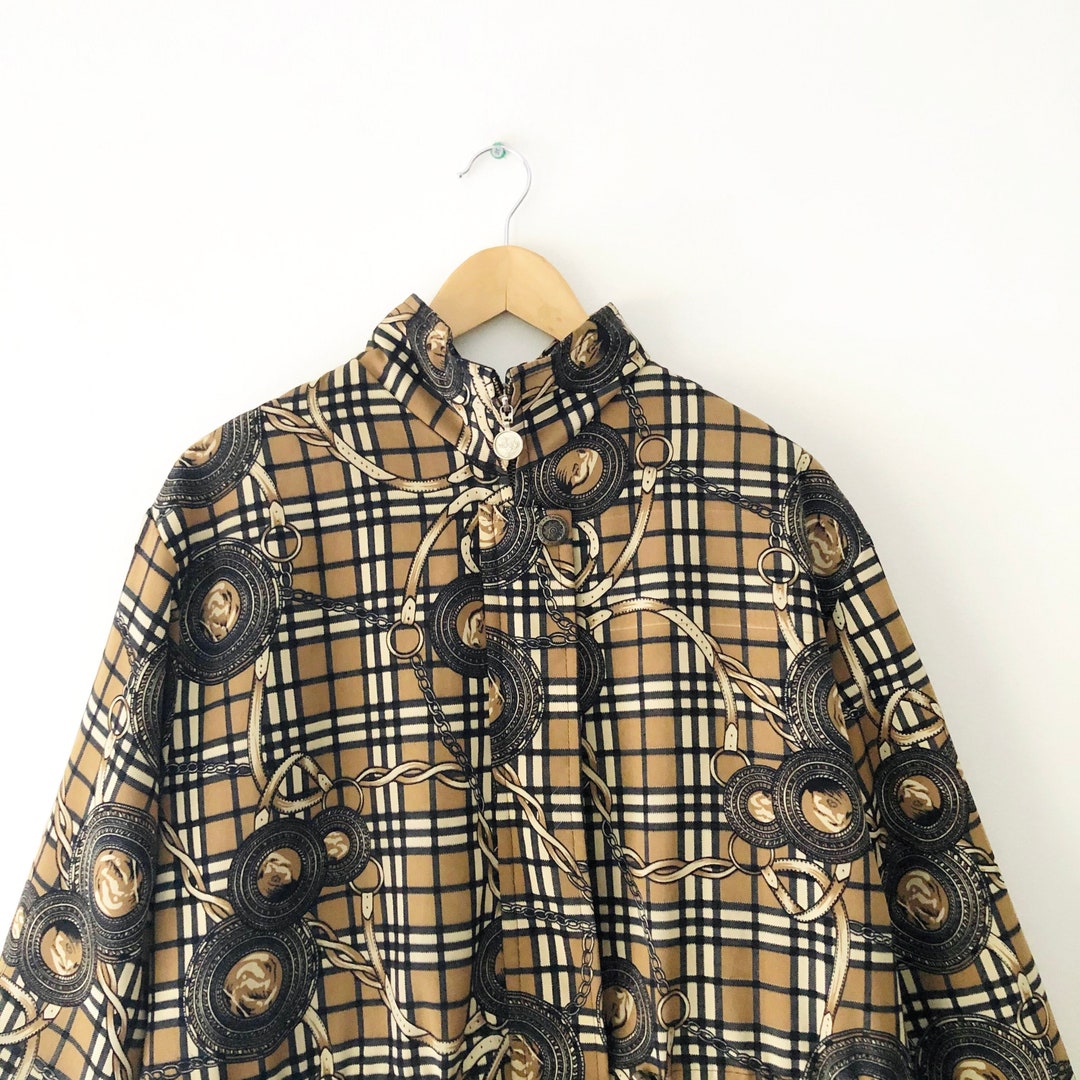 Vintage 90s Plaid Chain Print Jacket, Size L - Etsy