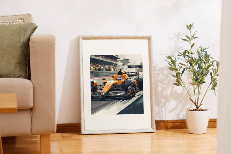 Mclaren F1 Car Art Print – Formula One Racing Poster, Orange Race Car ...
