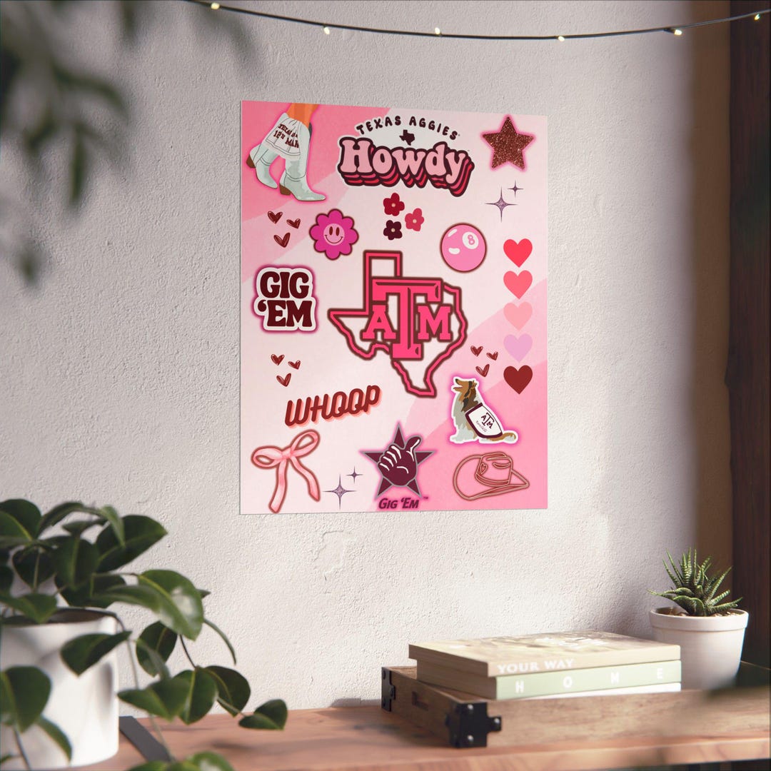 Texas Aggies Matte Vertical Posters, College Wall Art, Pink A&M Decor ...